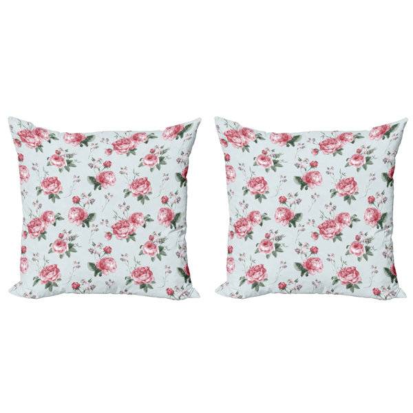 East Urban Home Kissenbezug, Rosa Blüten-Englisch Flora, Rose, Reseda Grün | Wayfair.de